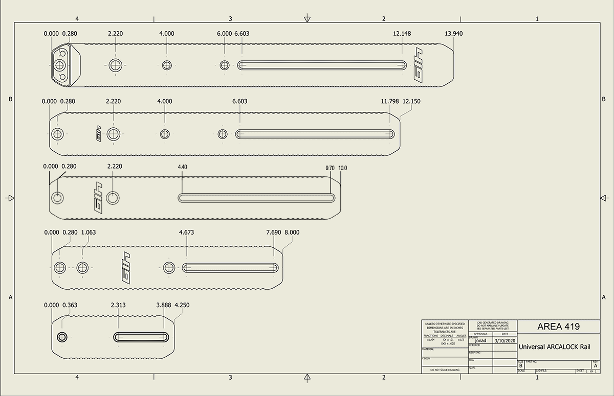 Area 419 - ARCALOCK 10″ Universal Dovetail Rail - No Boring Guns
